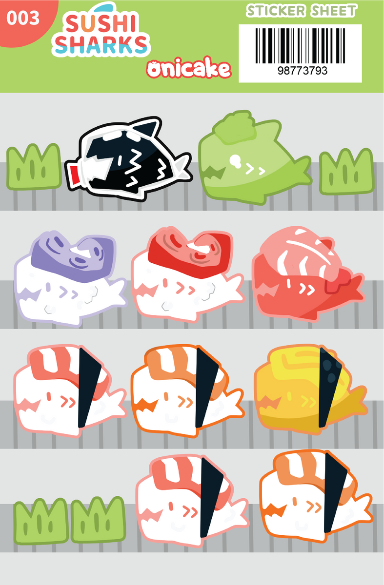SUSHI SHARK Sticker Sheet – Onicake